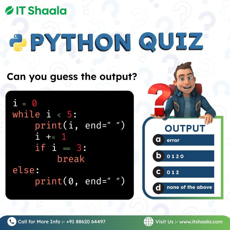 IT Shaala on LinkedIn: #pythonquiz #python #pythonprogramming #coding # ... IT Shaala on LinkedIn: #pythonquiz #python #pythonprogramming #coding # ...