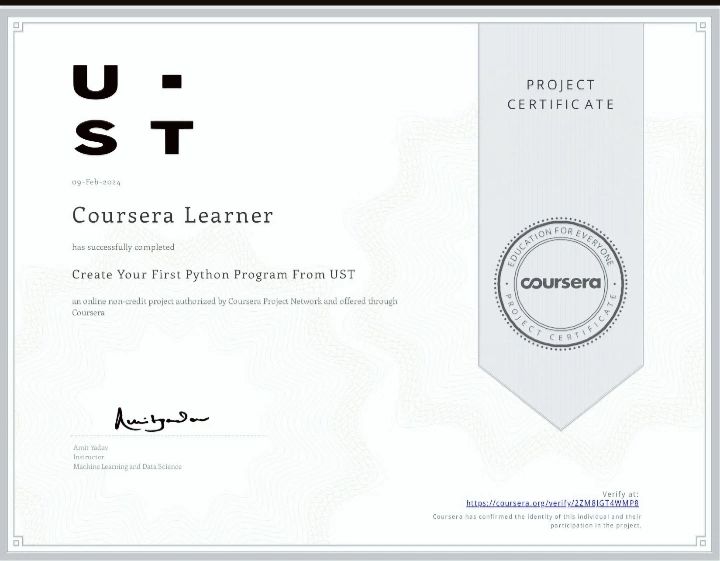 Areeba Wasi on LinkedIn: #coursera #pythonprogramming #certificate # ... Areeba Wasi on LinkedIn: #coursera #pythonprogramming #certificate # ...