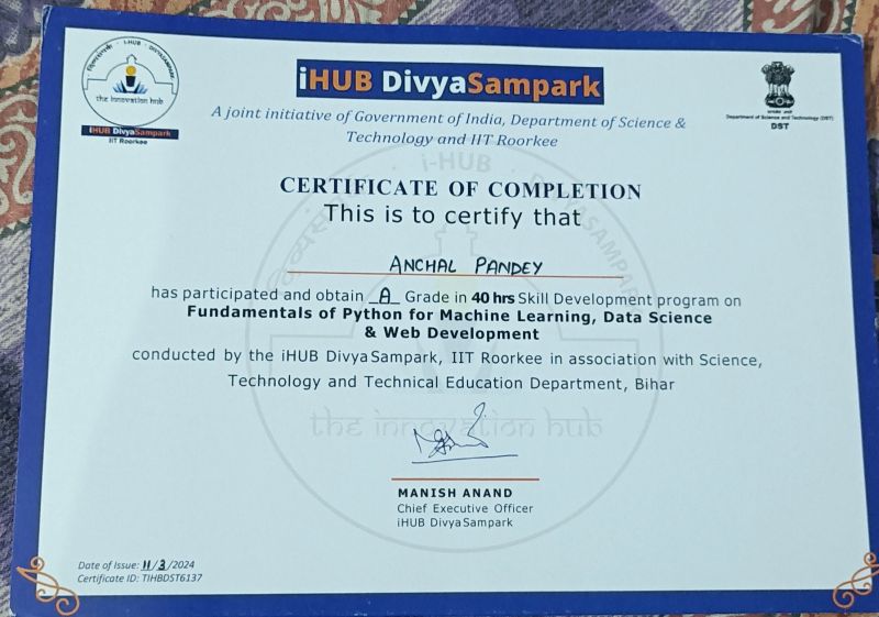 Completed python course at iHUB Divya Sampark | Anchal Pandey posted on ... Completed python course at iHUB Divya Sampark | Anchal Pandey posted on ...