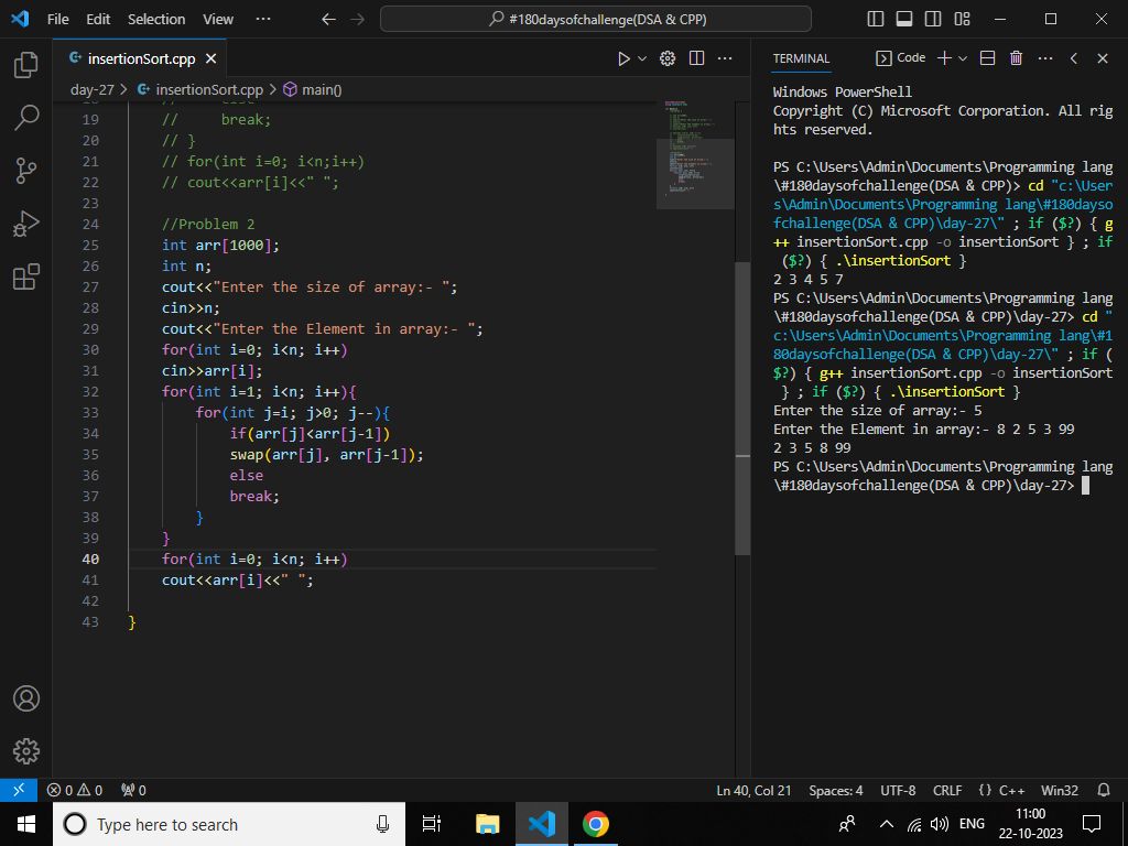 Ankit Choudhary on LinkedIn: #180daysofcode #cpp #dsa #insertionsort Ankit Choudhary on LinkedIn: #180daysofcode #cpp #dsa #insertionsort