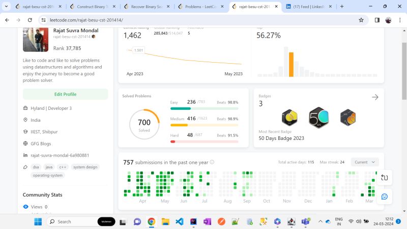 #leetcode #dsa #algorithms #code | Rajat Suvra Mondal #leetcode #dsa #algorithms #code | Rajat Suvra Mondal