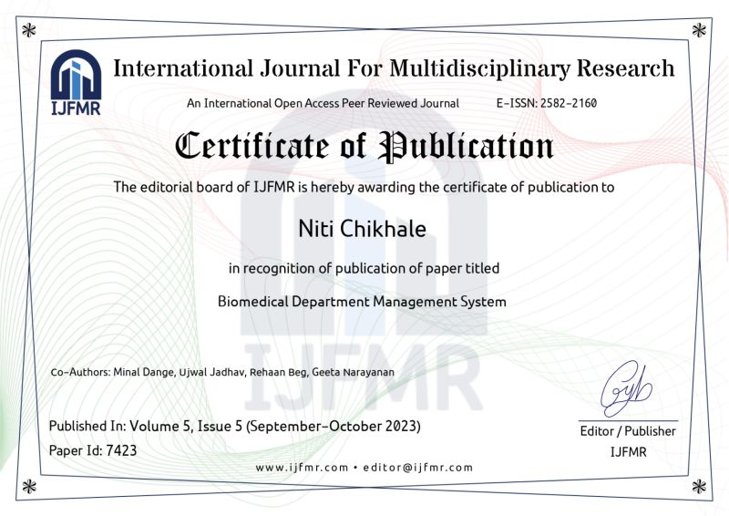 My research paper on Biomedical Department Management System | Niti ... My research paper on Biomedical Department Management System | Niti ...