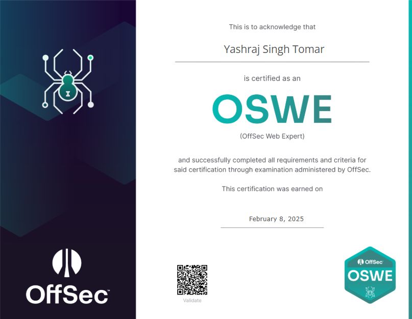 Yashraj Singh Tomar on LinkedIn: #oswe #cybersecurity #infosec #oswe # ... Yashraj Singh Tomar on LinkedIn: #oswe #cybersecurity #infosec #oswe # ...