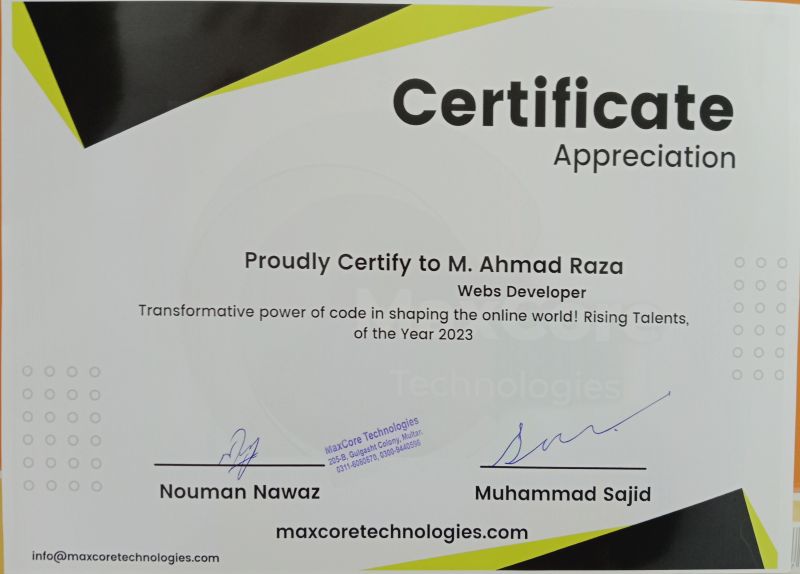 Muhammad Ahmad Raza on LinkedIn: From the Maxcore Technologies thanks a ... Muhammad Ahmad Raza on LinkedIn: From the Maxcore Technologies thanks a ...