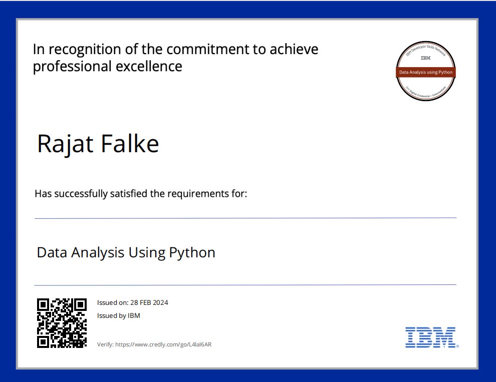 RAJAT FALKE on LinkedIn: #dataanalysis #python #ibm #continuouslearning ... RAJAT FALKE on LinkedIn: #dataanalysis #python #ibm #continuouslearning ...