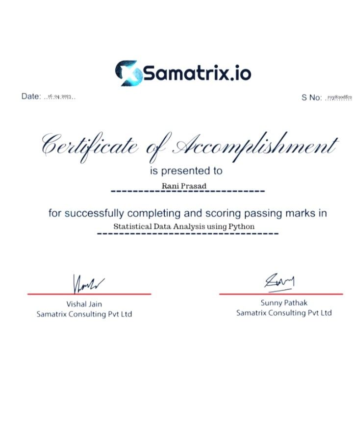 Rani Prasad on LinkedIn: #samatrix #statisticalanalysis #python # ... Rani Prasad on LinkedIn: #samatrix #statisticalanalysis #python # ...