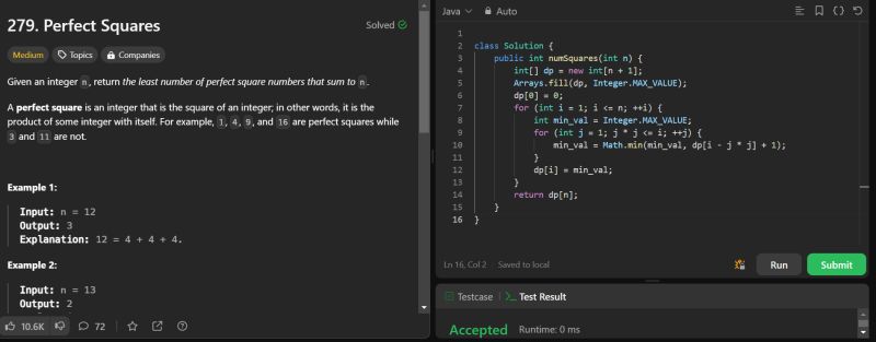 Day 6 of LeetCode challenge: Perfect Squares | DIKSHA BHAMBRI posted on ... Day 6 of LeetCode challenge: Perfect Squares | DIKSHA BHAMBRI posted on ...