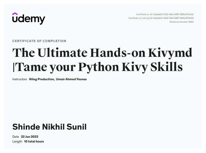 Nikhil Shinde on LinkedIn: #kivy #mobileappdevelopment # ... Nikhil Shinde on LinkedIn: #kivy #mobileappdevelopment # ...