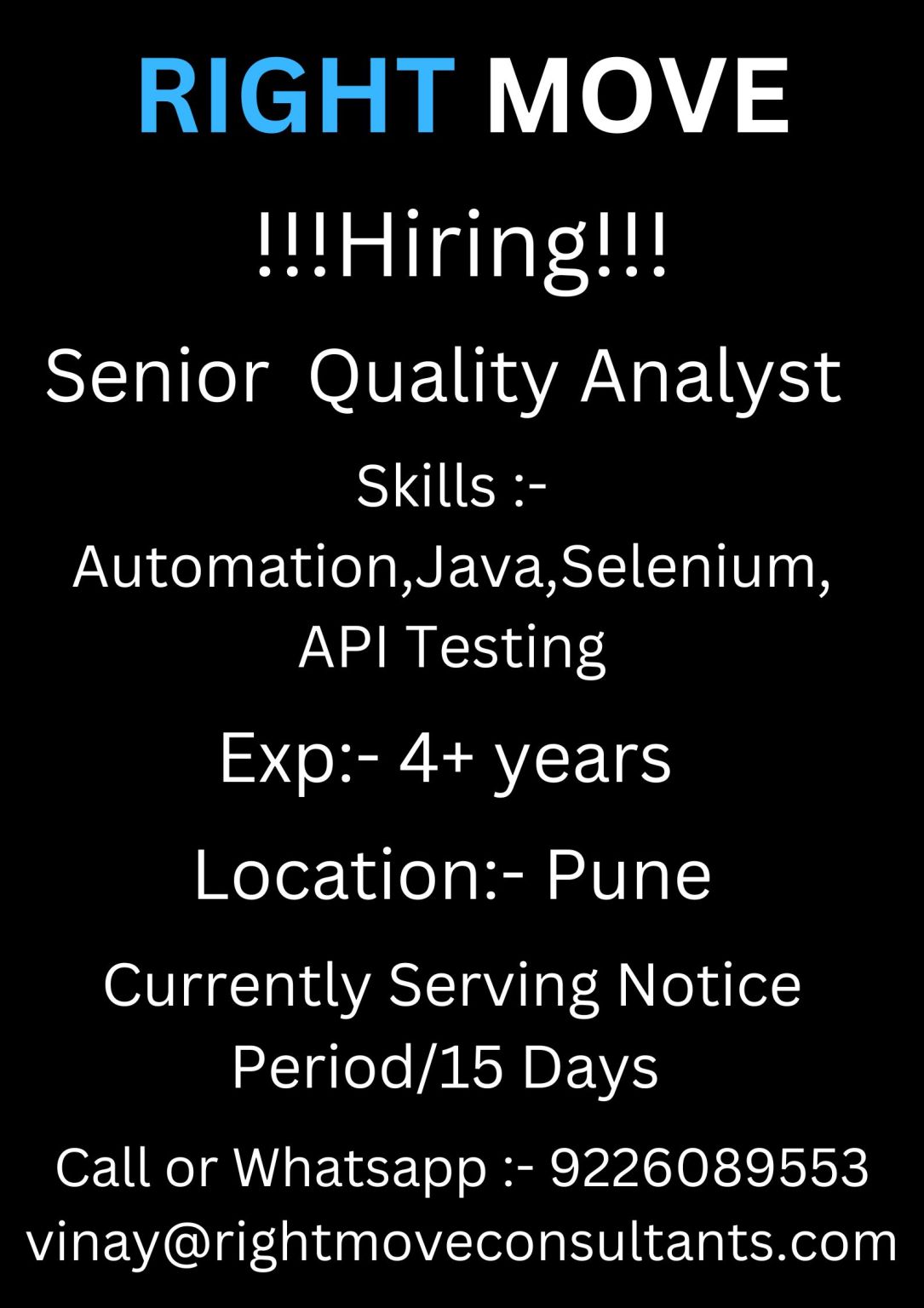 Vinay P on LinkedIn: #automation #selenium #apitesting #java8 #hiring Vinay P on LinkedIn: #automation #selenium #apitesting #java8 #hiring