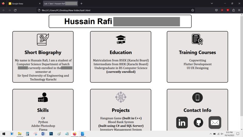 Hussain Rafi on LinkedIn: Learning some basic HTML and CSS. Progress so far Hussain Rafi on LinkedIn: Learning some basic HTML and CSS. Progress so far