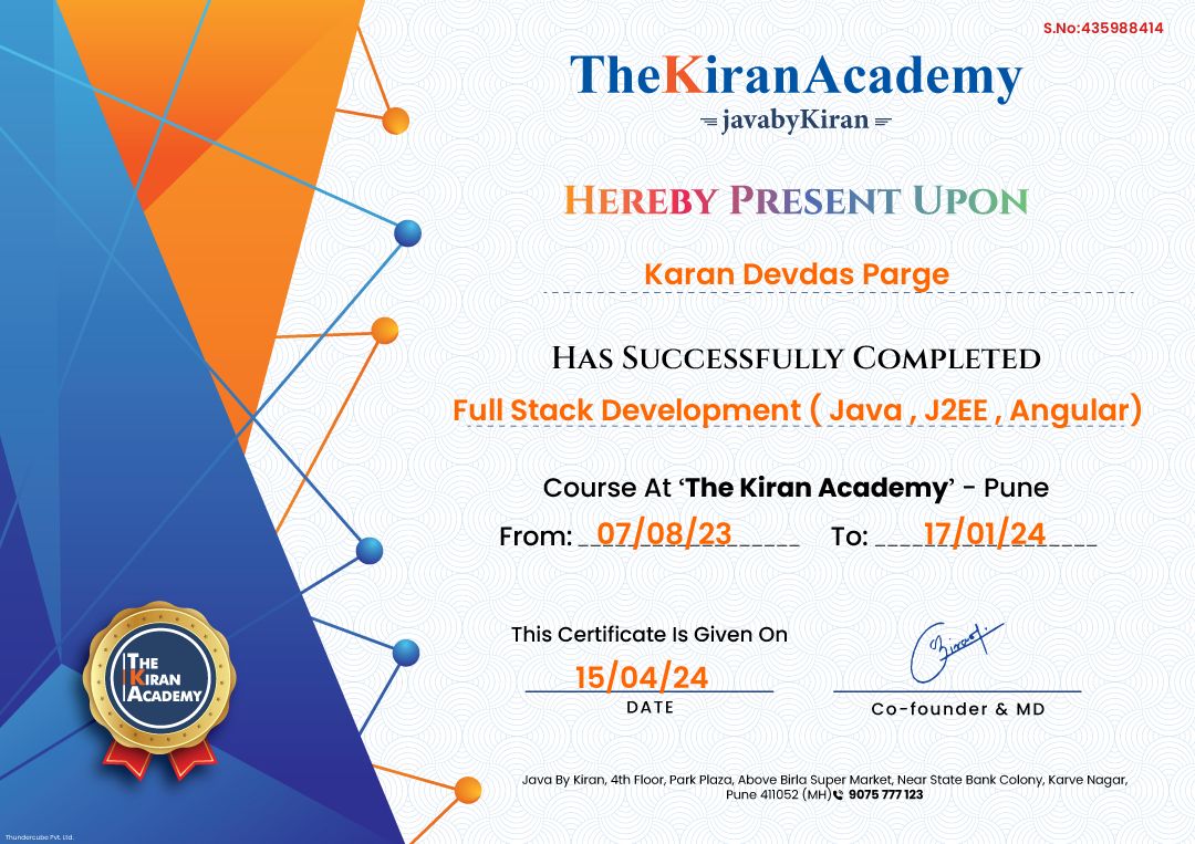 #fullstackdeveloper #java #angular #kiranacademy | Karan Parge #fullstackdeveloper #java #angular #kiranacademy | Karan Parge