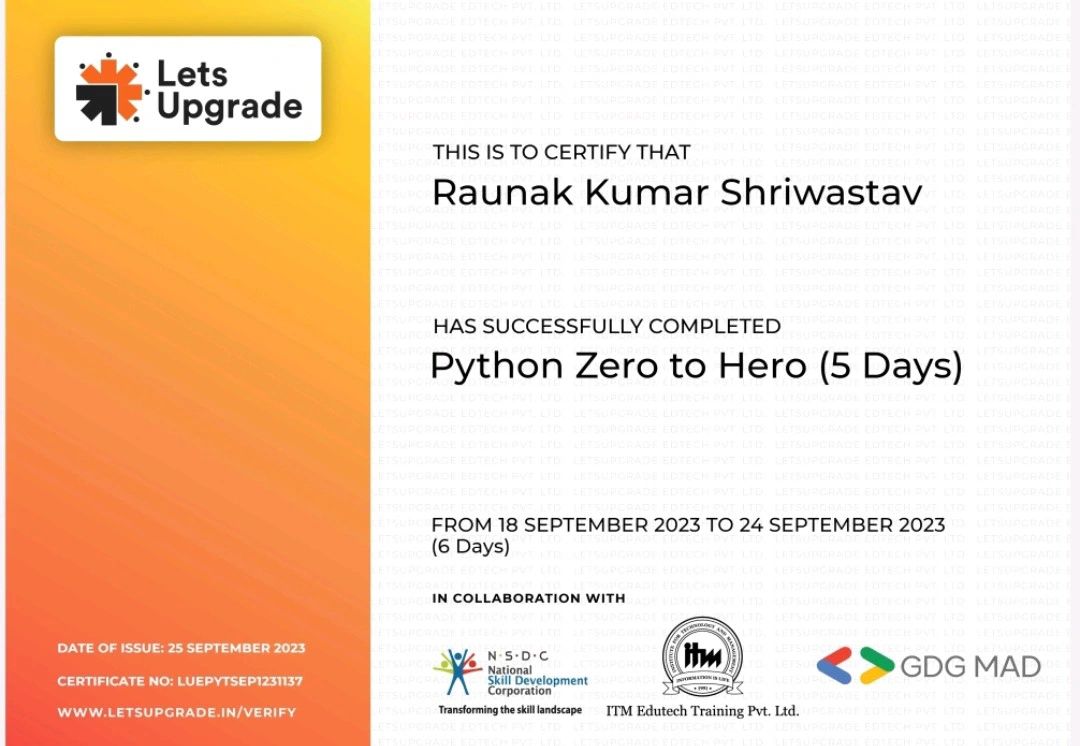 Raunak Kumar Shriwastav on LinkedIn: today I completed a workshop of ... Raunak Kumar Shriwastav on LinkedIn: today I completed a workshop of ...