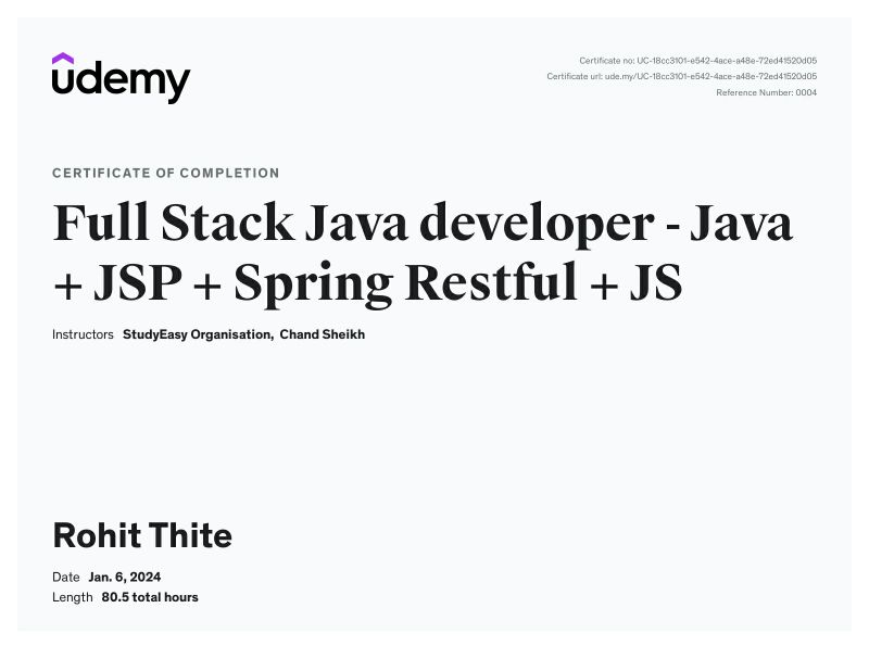 Rohit Thite on LinkedIn: #udemy #javadeveloper Rohit Thite on LinkedIn: #udemy #javadeveloper
