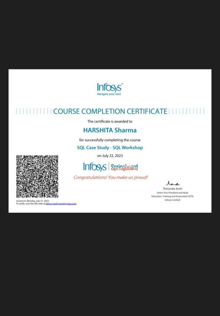HARSHITA Sharma on LinkedIn: #infosysspringboard #sqldatabase HARSHITA Sharma on LinkedIn: #infosysspringboard #sqldatabase