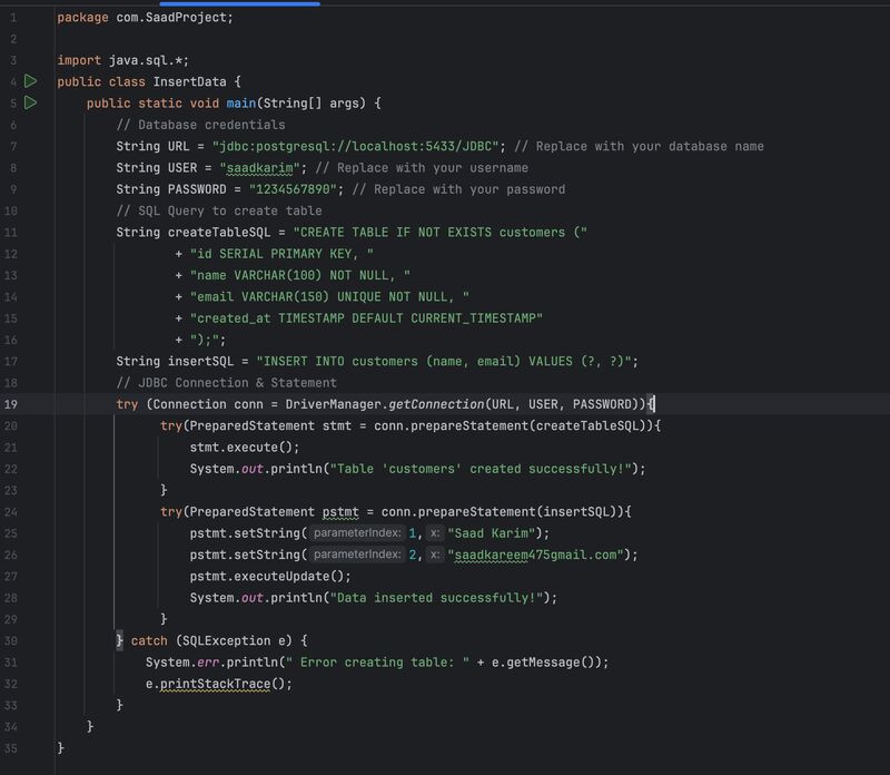 Saad Karim on LinkedIn: Inserting Data into PostgreSQL Using JDBC JDBC ... Saad Karim on LinkedIn: Inserting Data into PostgreSQL Using JDBC JDBC ...