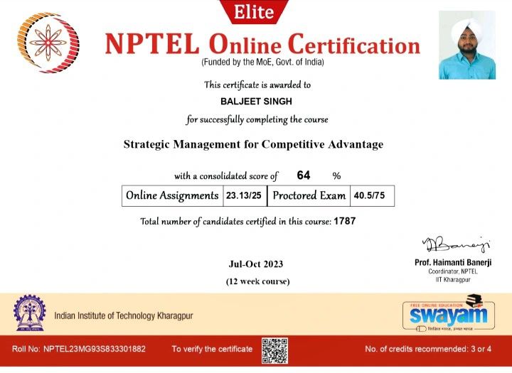 Baljeet Singh on LinkedIn: #iitkharagpur #nptel #management #course # ... Baljeet Singh on LinkedIn: #iitkharagpur #nptel #management #course # ...