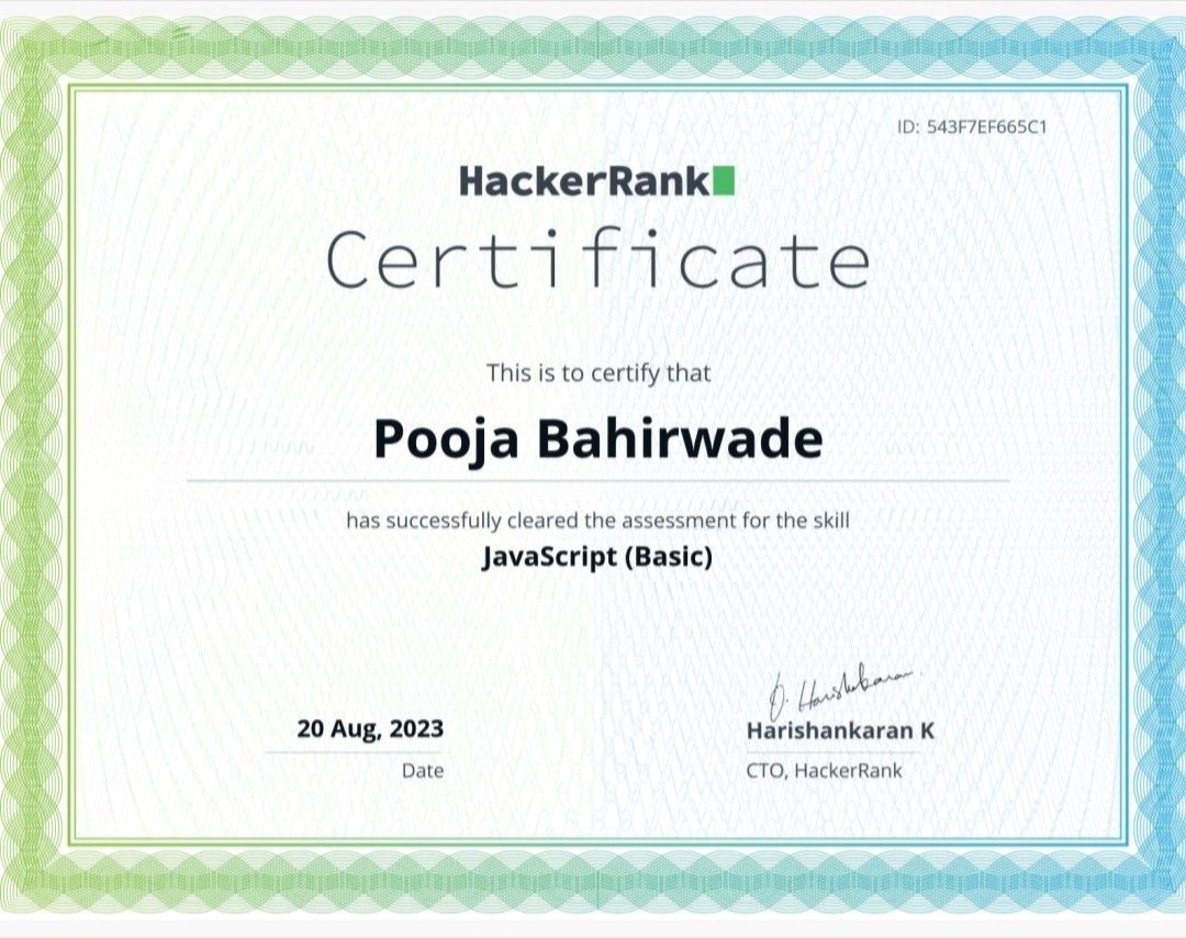 #hackerrank #javascript | Pooja Bahirwade #hackerrank #javascript | Pooja Bahirwade