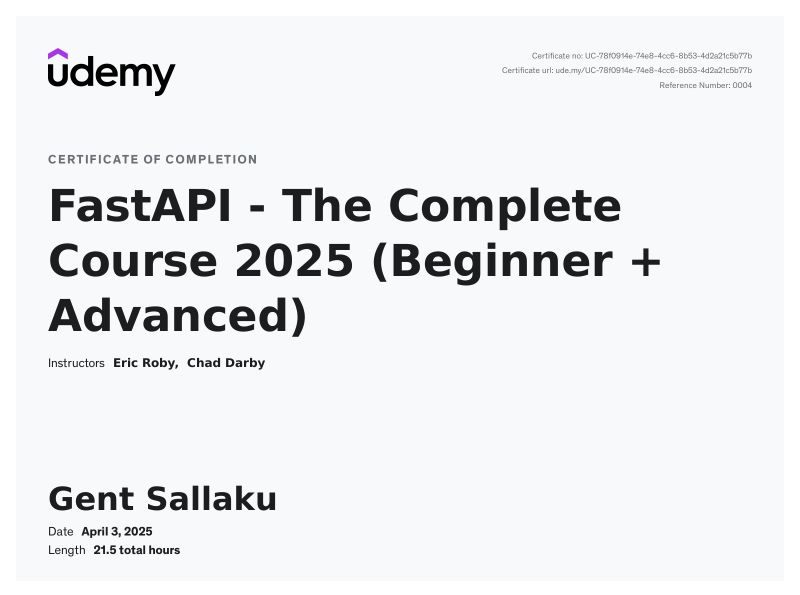 #fastapi #python #api #webdevelopment #backenddevelopment | Gent Sallaku #fastapi #python #api #webdevelopment #backenddevelopment | Gent Sallaku
