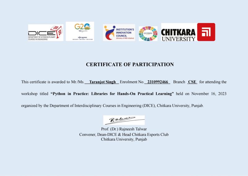 Taranjot Singh on LinkedIn: #pythonworkshop #chitkarauniversity # ... Taranjot Singh on LinkedIn: #pythonworkshop #chitkarauniversity # ...