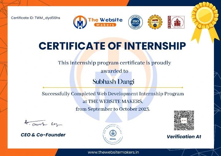 Subhash Dangi on LinkedIn: #webdevelopment #internshipcertificate # ... Subhash Dangi on LinkedIn: #webdevelopment #internshipcertificate # ...