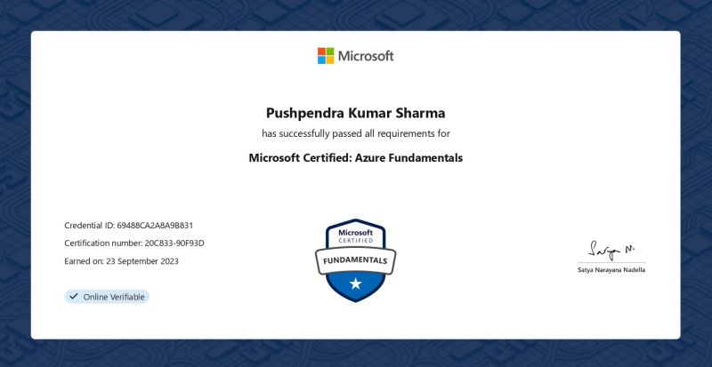 Pushpendra Kumar Sharma on LinkedIn: #microsoftazure #certified #capgemini Pushpendra Kumar Sharma on LinkedIn: #microsoftazure #certified #capgemini