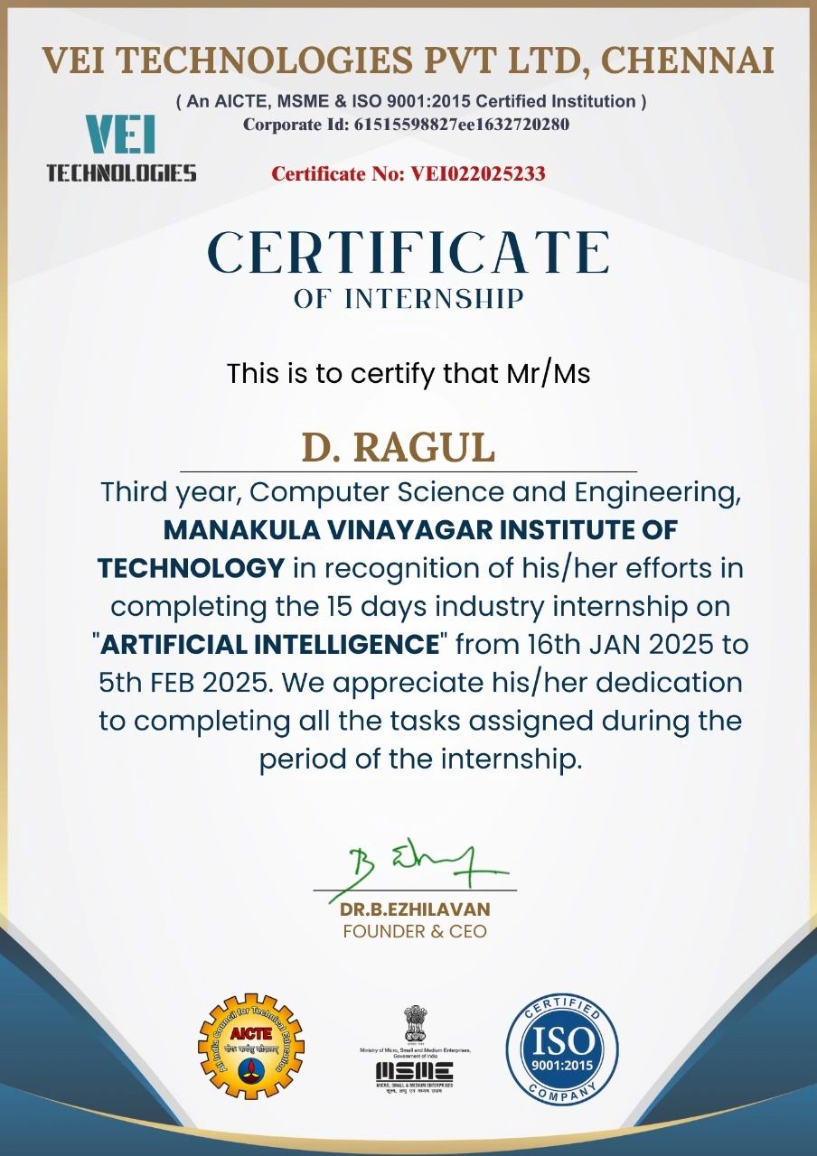 #artificialintelligence #internship #learning #ai #techjourney | Ragul ... #artificialintelligence #internship #learning #ai #techjourney | Ragul ...