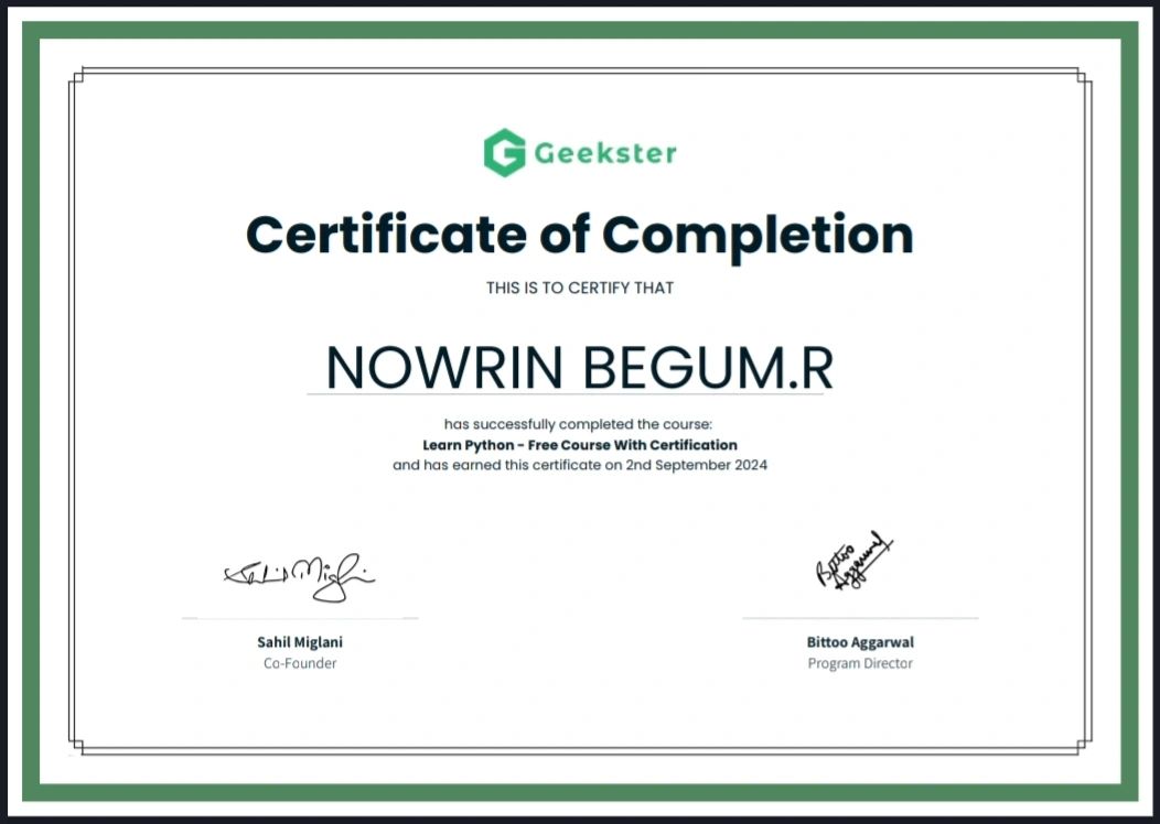 Nowrin Begum on LinkedIn: #python #coding #programming #geekster # ... Nowrin Begum on LinkedIn: #python #coding #programming #geekster # ...