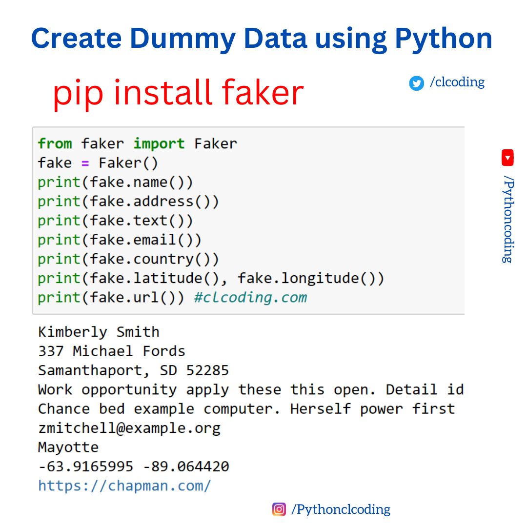 Python Coding on LinkedIn: Create Dummy Data using Python Python Coding on LinkedIn: Create Dummy Data using Python