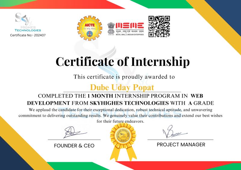 Uday Dube on LinkedIn: #internship #webdevelopment #aicte Uday Dube on LinkedIn: #internship #webdevelopment #aicte