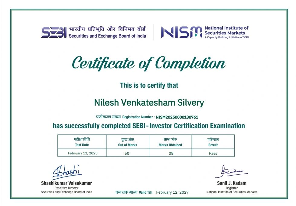 #sebi #nism #investorcertification #professionalgrowth | Nilesh Silvery #sebi #nism #investorcertification #professionalgrowth | Nilesh Silvery