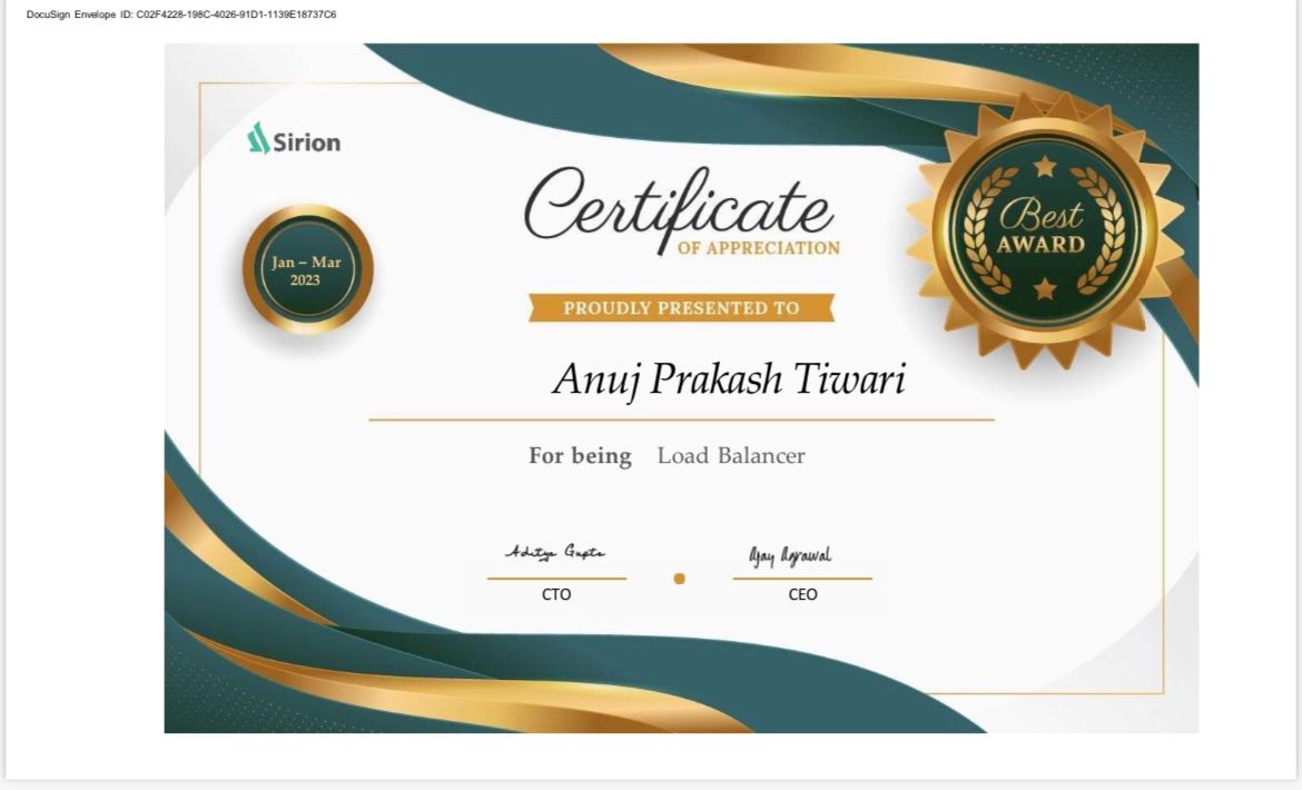 #recognitionawards #sirion | Anuj Tiwari #recognitionawards #sirion | Anuj Tiwari