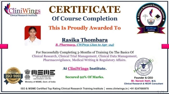 Completed a 3-month course in Clinical Research | Rasika Thombare ... Completed a 3-month course in Clinical Research | Rasika Thombare ...