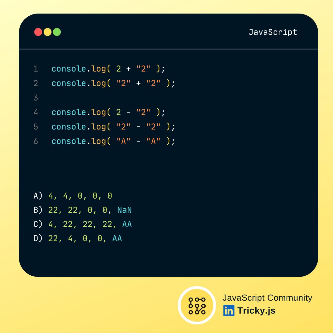Tricky.js on LinkedIn: #javascript #code #coding #js #angular #learning ... Tricky.js on LinkedIn: #javascript #code #coding #js #angular #learning ...