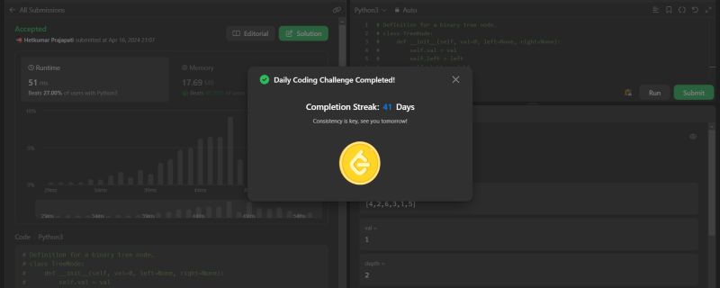 Day 42 of #100DaysOfCodingChallenge: Solving LeetCode problem ... Day 42 of #100DaysOfCodingChallenge: Solving LeetCode problem ...