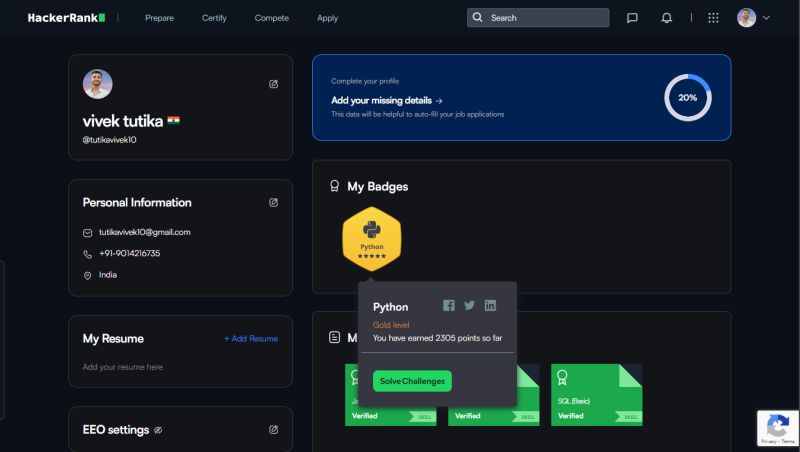 VIVEK RAO TUTIKA on LinkedIn: #python #programming #hackerrank # ... VIVEK RAO TUTIKA on LinkedIn: #python #programming #hackerrank # ...