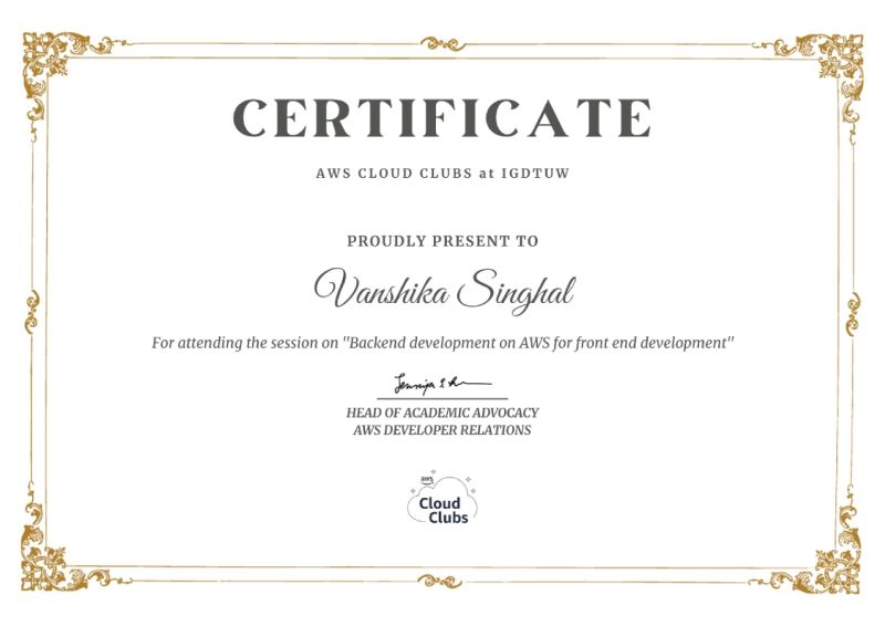 Vanshika Singhal on LinkedIn: #aws #continuouslearning #certificate # ... Vanshika Singhal on LinkedIn: #aws #continuouslearning #certificate # ...
