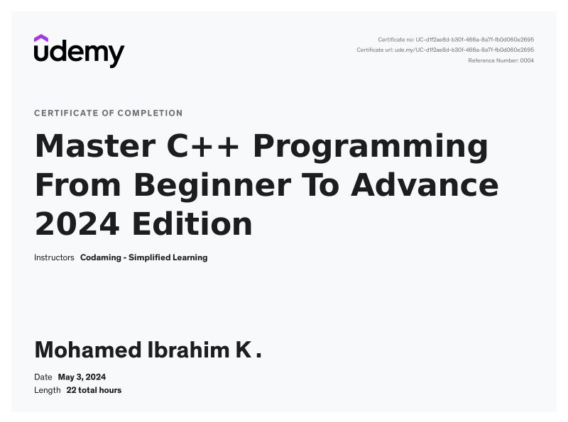 Mohamed Ibrahim.K on LinkedIn: #cplusplus #programming #udemy Mohamed Ibrahim.K on LinkedIn: #cplusplus #programming #udemy