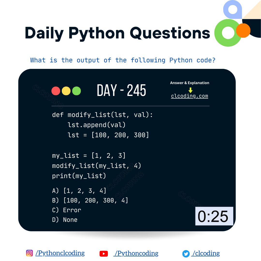 Python Coding on LinkedIn: Python Coding challenge - Day 245 | What is ... Python Coding on LinkedIn: Python Coding challenge - Day 245 | What is ...