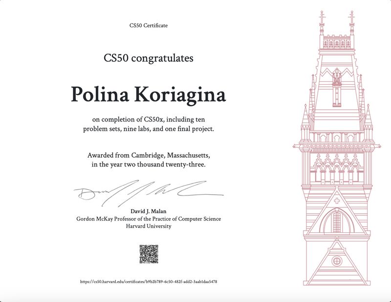 Polina Koriagina on LinkedIn: #cs50 #harvard #continuouslearning # ... Polina Koriagina on LinkedIn: #cs50 #harvard #continuouslearning # ...