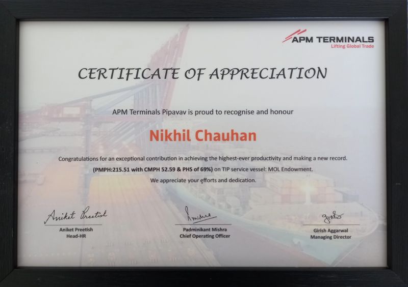Nikhil Chauhan on LinkedIn: Thanks.....APMT PIPAVAV...😃🤩 Nikhil Chauhan on LinkedIn: Thanks.....APMT PIPAVAV...😃🤩