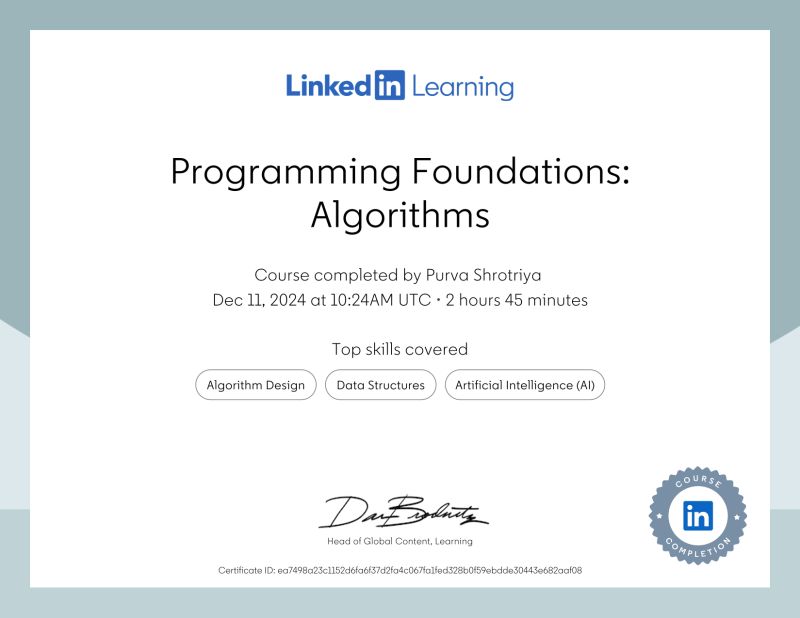 Purva Shrotriya on LinkedIn: Certificate of Completion Purva Shrotriya on LinkedIn: Certificate of Completion