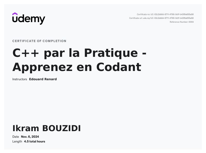 Bouzidi Ikram on LinkedIn: #cplusplus #certification #programming #learning Bouzidi Ikram on LinkedIn: #cplusplus #certification #programming #learning