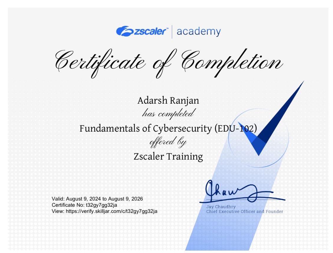 Adarsh Ranjan on LinkedIn: #zscaler Adarsh Ranjan on LinkedIn: #zscaler