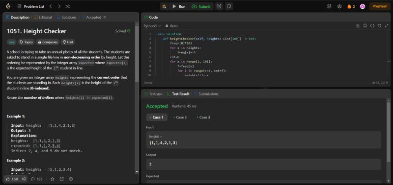 Day 96: Solved LeetCode 1051 problem | Kishan Kumar Vadhia posted on ... Day 96: Solved LeetCode 1051 problem | Kishan Kumar Vadhia posted on ...