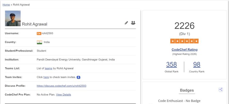 Rohit Agrawal on LinkedIn: #competitiveprogramming #codechef | 97 comments Rohit Agrawal on LinkedIn: #competitiveprogramming #codechef | 97 comments