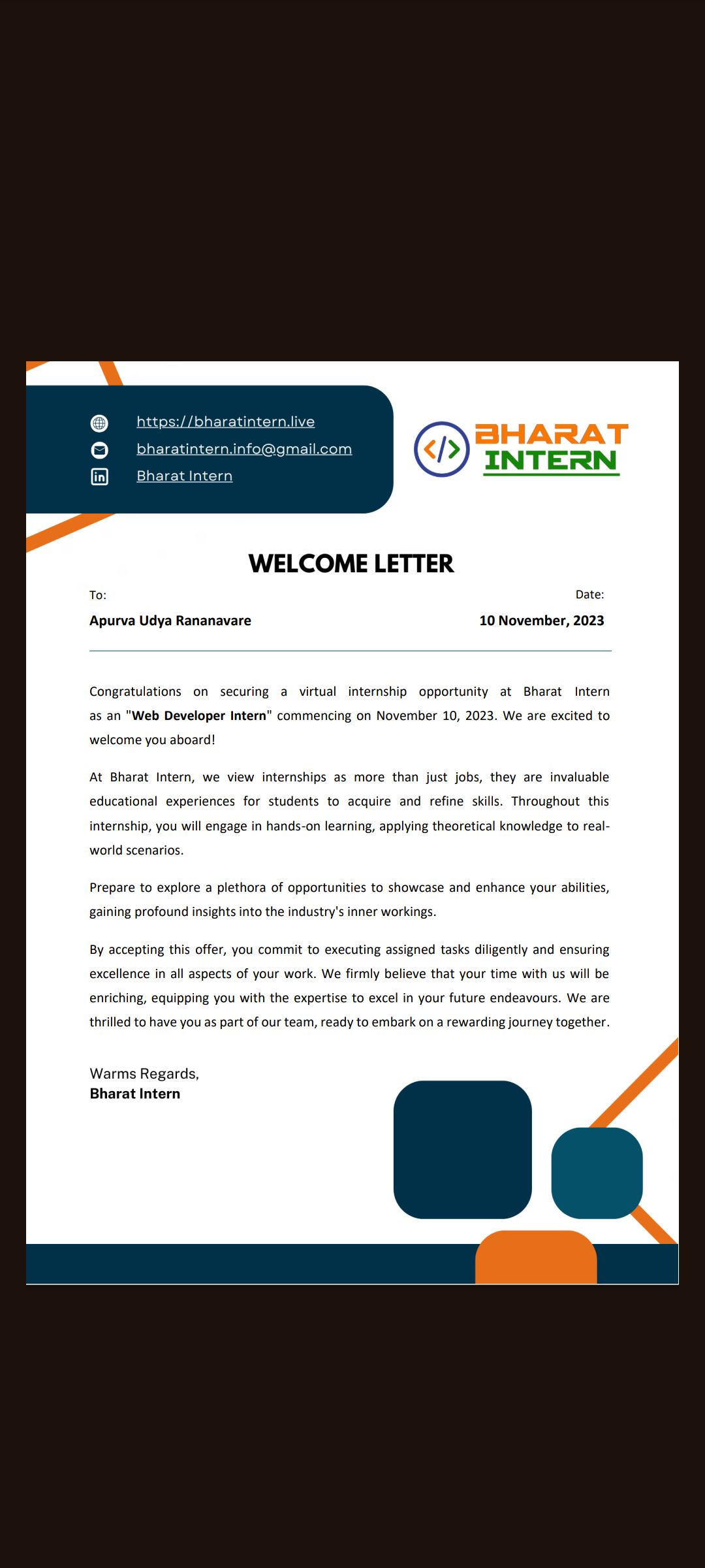 Apurva Rananavare on LinkedIn: #intern #bharatintern #webdevelopment # ... Apurva Rananavare on LinkedIn: #intern #bharatintern #webdevelopment # ...