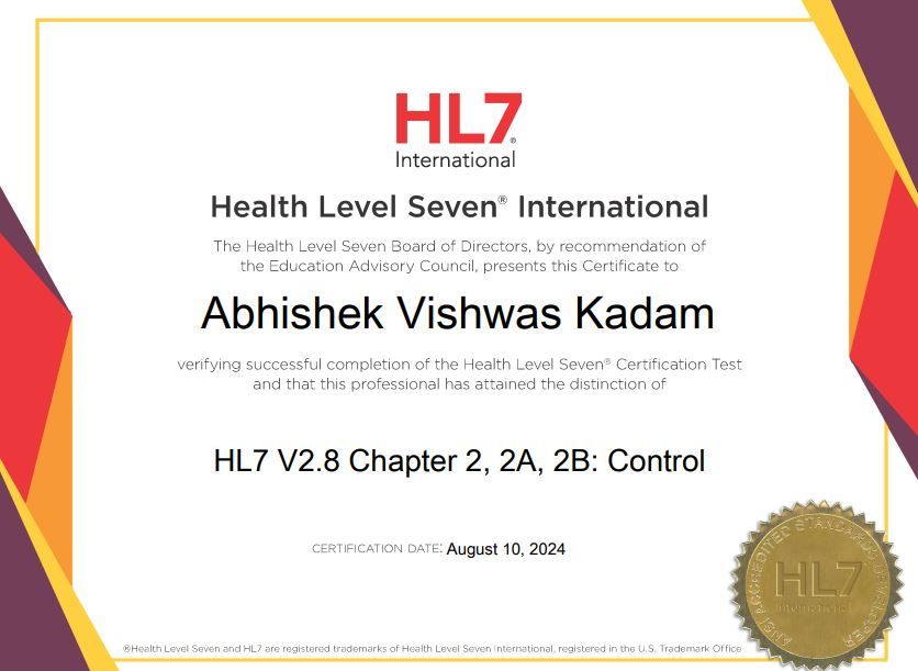 Abhishek Kadam on LinkedIn: #hl7certification | 10 comments Abhishek Kadam on LinkedIn: #hl7certification | 10 comments