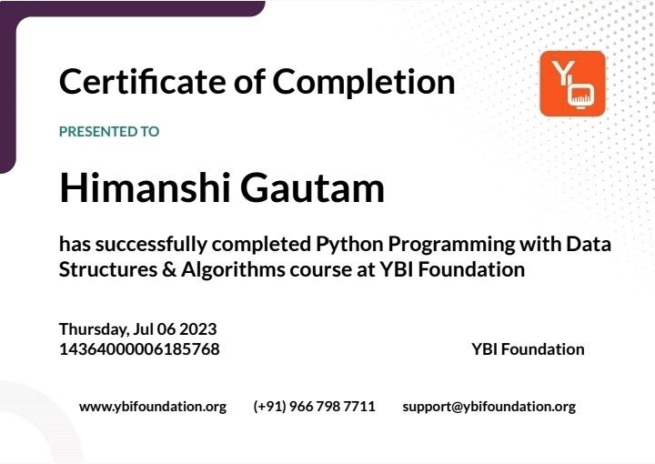 HIMANSHI GAUTAM on LinkedIn: #dsa #python #ybifoundation HIMANSHI GAUTAM on LinkedIn: #dsa #python #ybifoundation