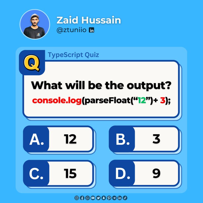 Zaid H. on LinkedIn: #typescriptquiz #quiz #shortquiz #simplequiz # ... Zaid H. on LinkedIn: #typescriptquiz #quiz #shortquiz #simplequiz # ...