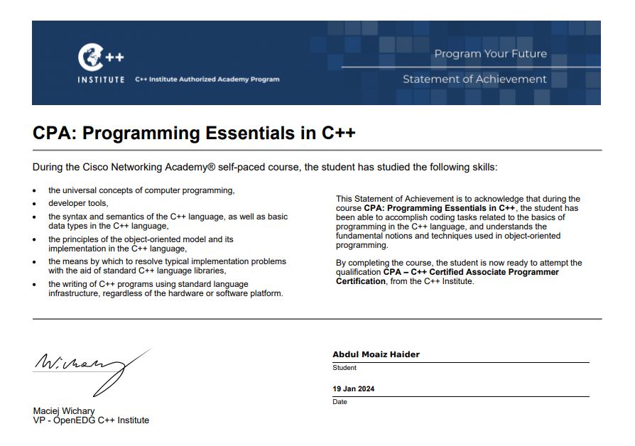 Abdul Moaiz on LinkedIn: #cplusplus #programming #continuouslearning Abdul Moaiz on LinkedIn: #cplusplus #programming #continuouslearning